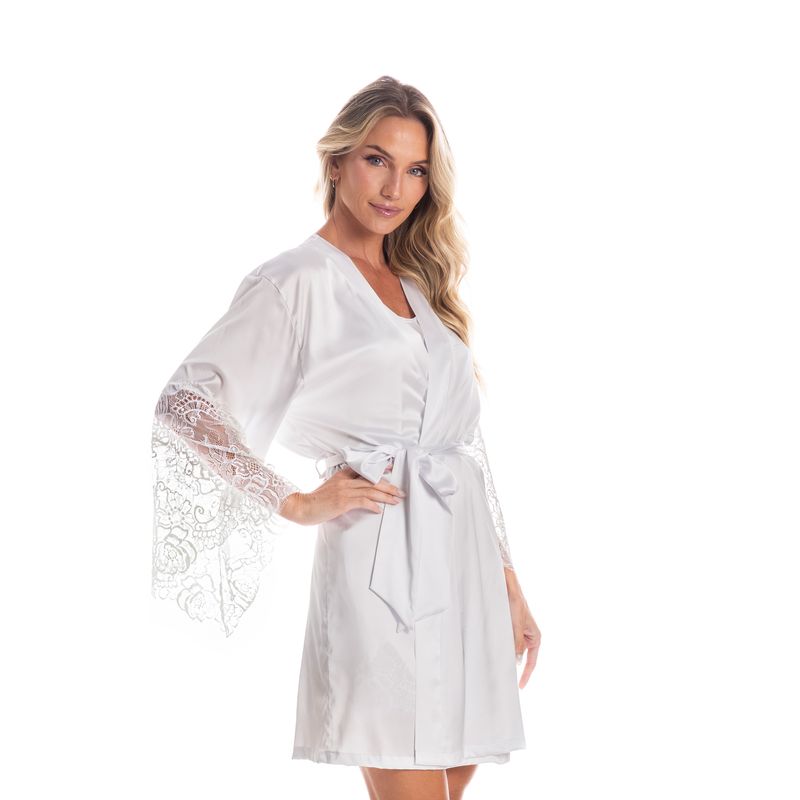Robe Feminino Curto Em Cetim Com Renda Meghan - Daniela Tombini